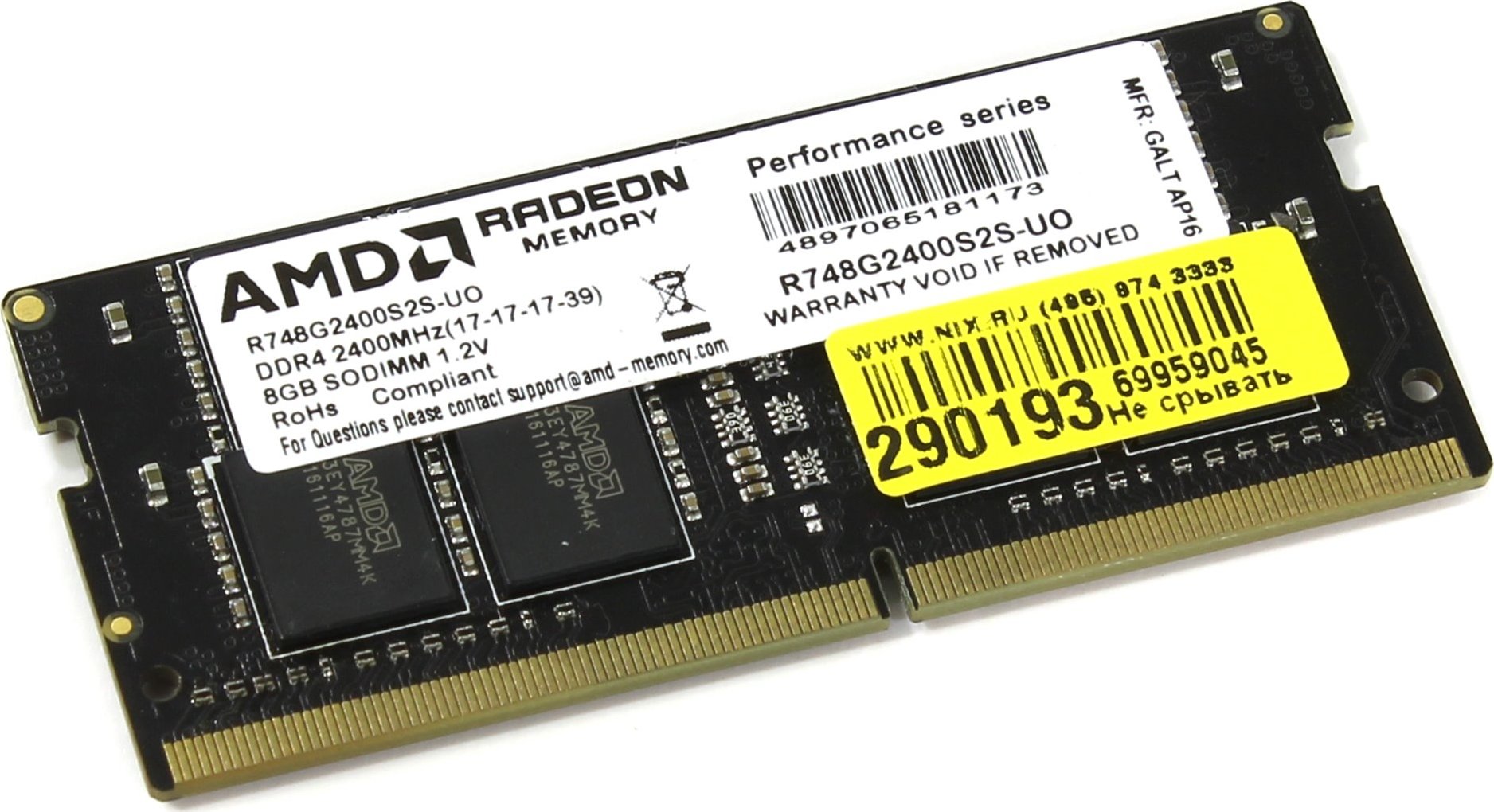 Модуль памяти SO-DIMM AMD DDR4 8GB 2400MHz (R748G2400S2S-UO) купить ...