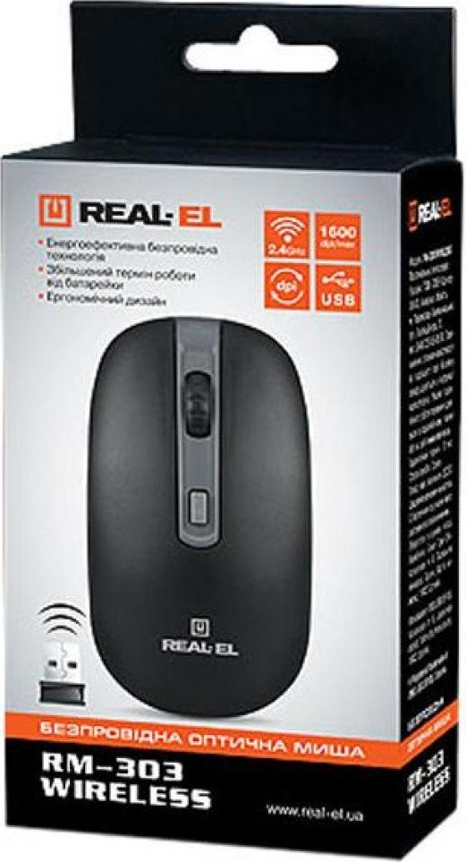 Мышь REAL-EL RM-301 Wireless Black купить | ELMIR - цена, отзывы ...
