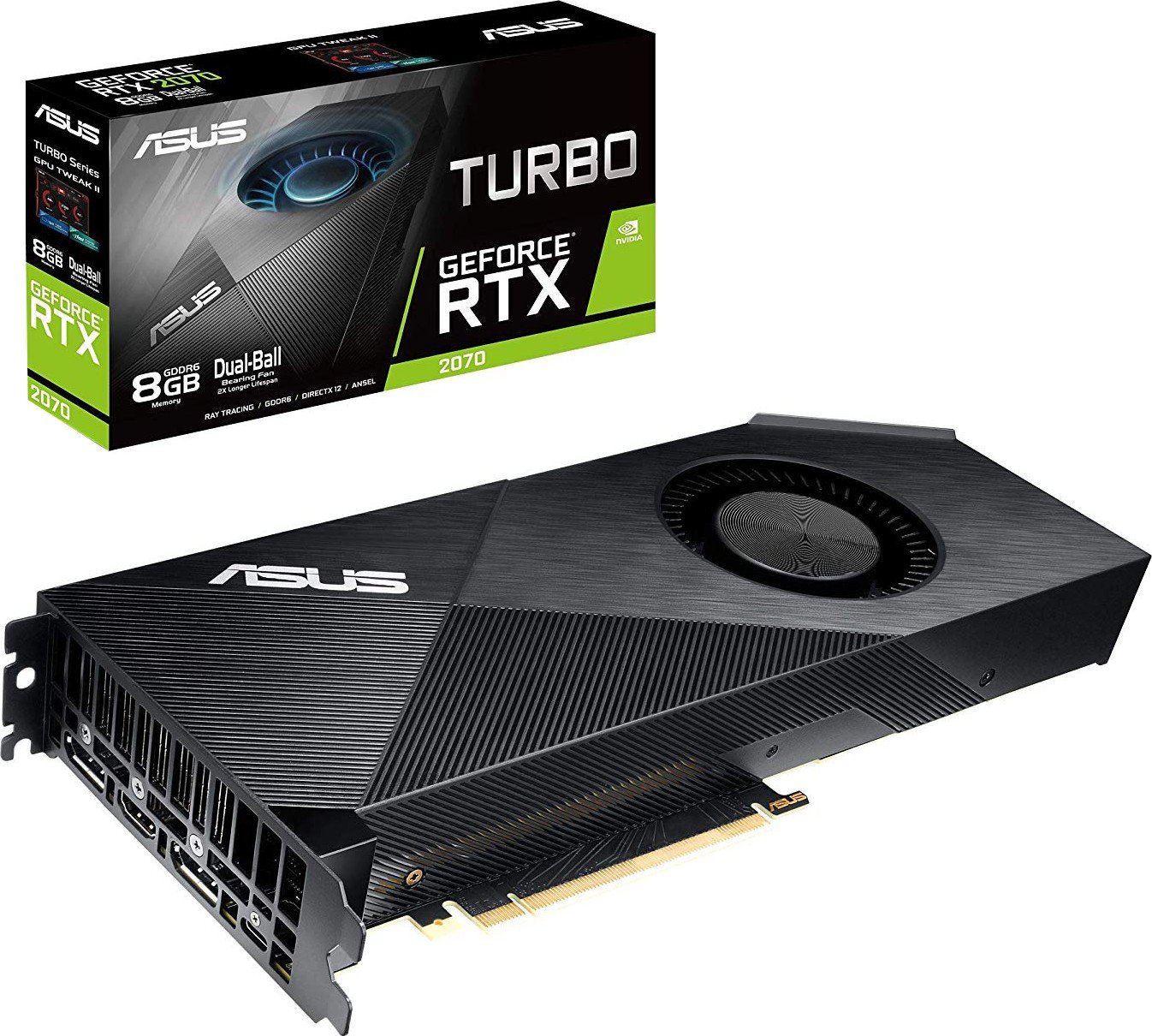 Видеокарта Asus PCI-E GeForce RTX2070 8GB DDR6 (TURBO-RTX2070-8G ...