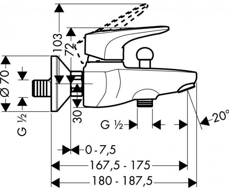 Смеситель для ванны Hansgrohe Metropol E 14470000 купить | ELMIR - цена ...
