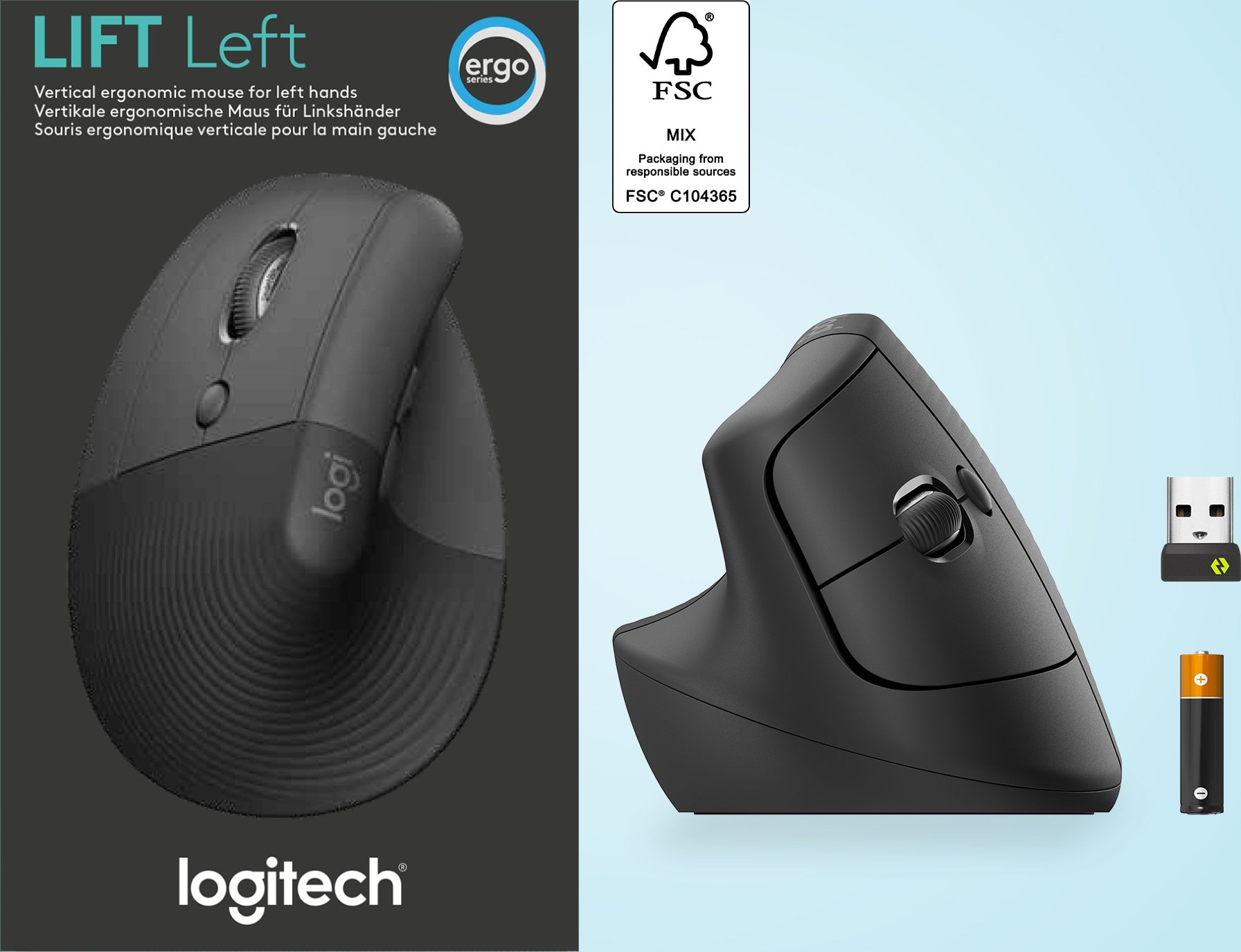 Мышь Logitech Lift Left Vertical Ergonomic Wireless/BT Graphite (910-006474) купить | ELMIR ...